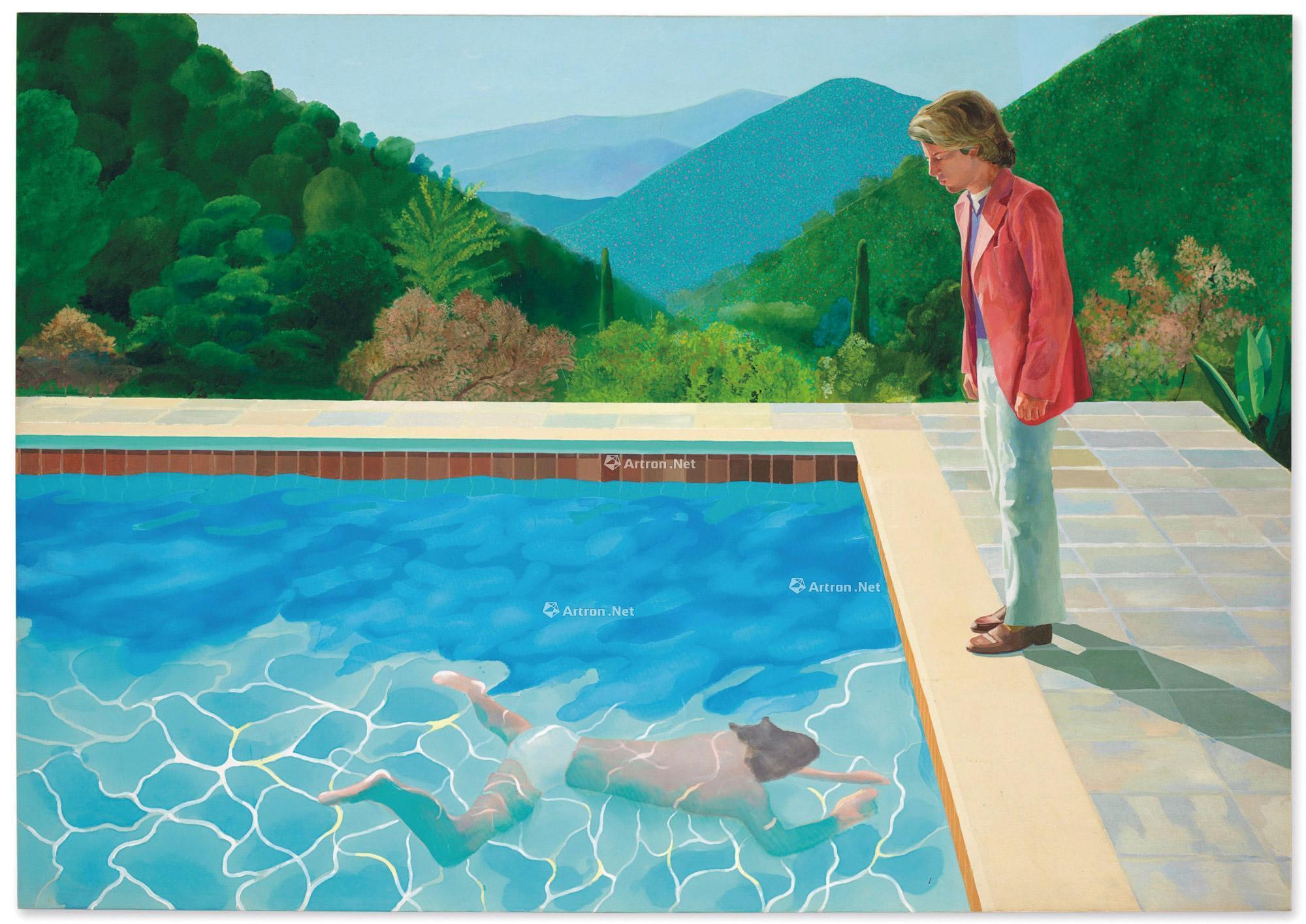 【Painted in 1972 Portrait of an Artist （Pool with Two Figures） acrylic ...
